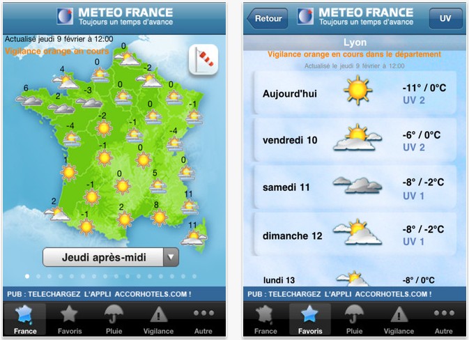 Application Météo-France sur iPhone et Android - Meilleur Mobile